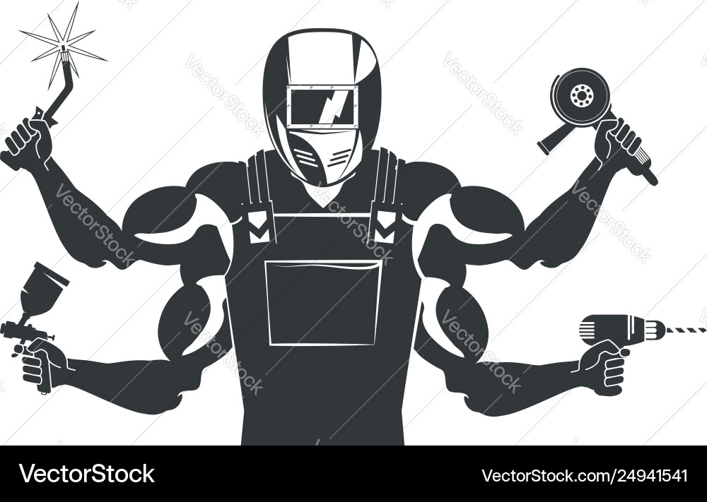 Welder with a tool for welding Royalty Free Vector Image