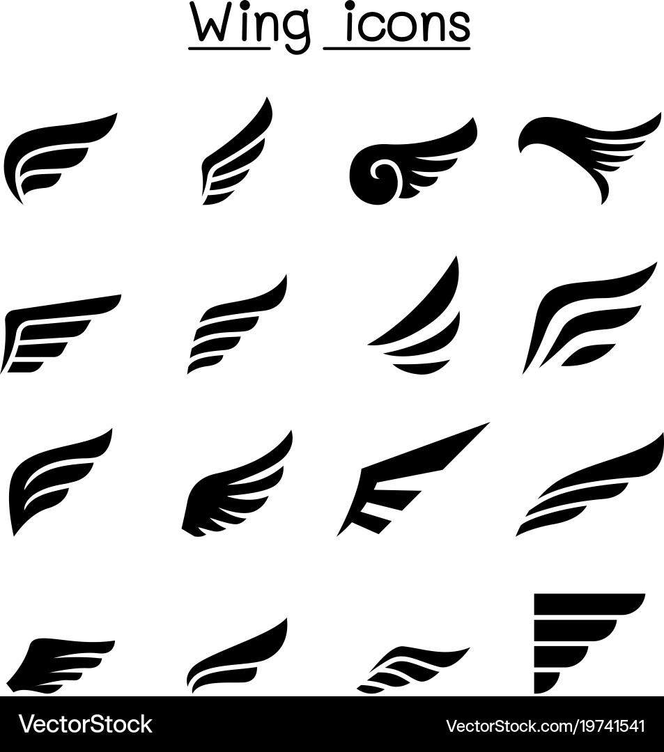 Wing icon set Royalty Free Vector Image - VectorStock
