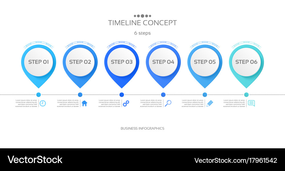 6 steps timeline infographic template Royalty Free Vector