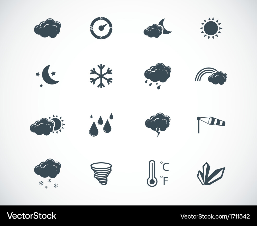 Black weather icons set Royalty Free Vector Image