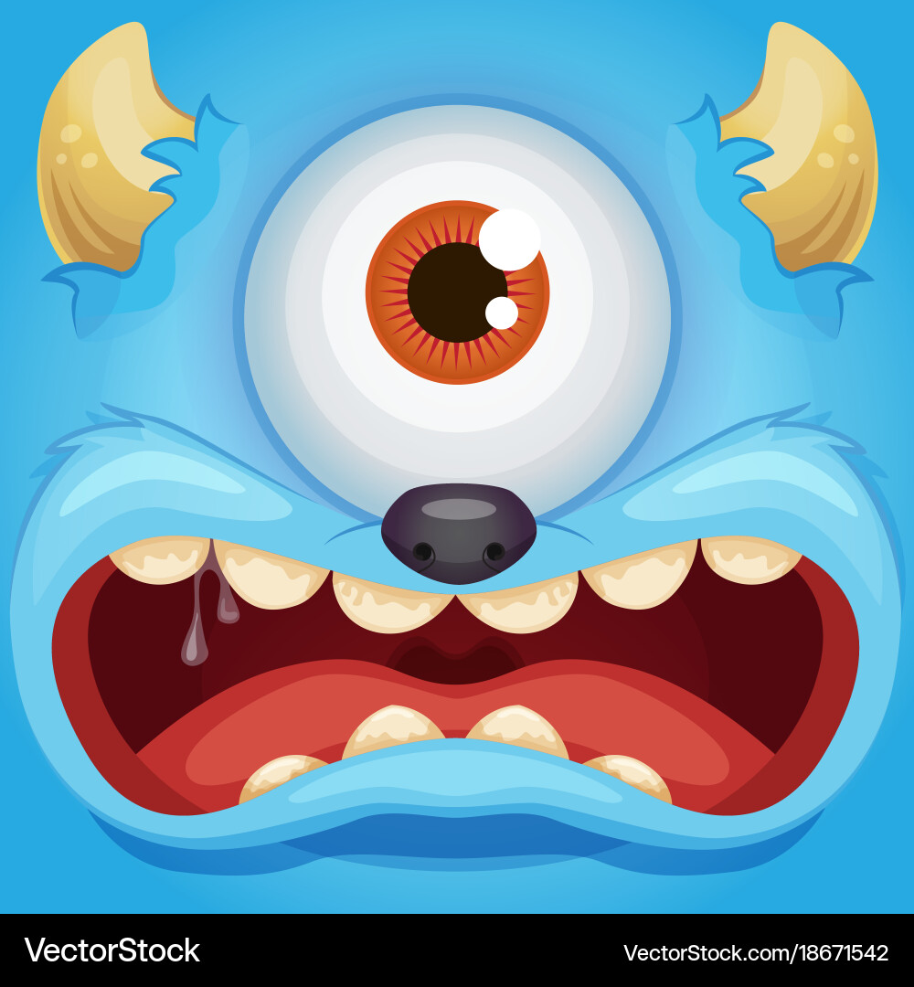 Blue Monster Face Royalty Free Vector Image - VectorStock