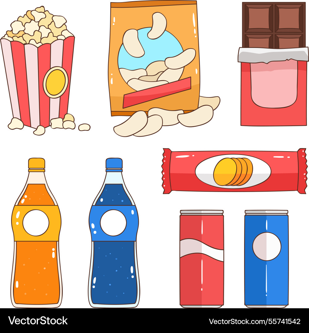 Collection of snacks Royalty Free Vector Image