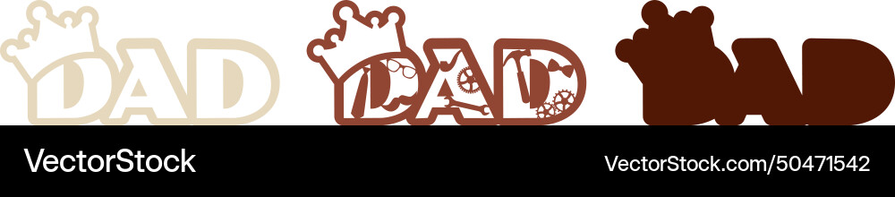 Dad set decorative multilayer panels Royalty Free Vector