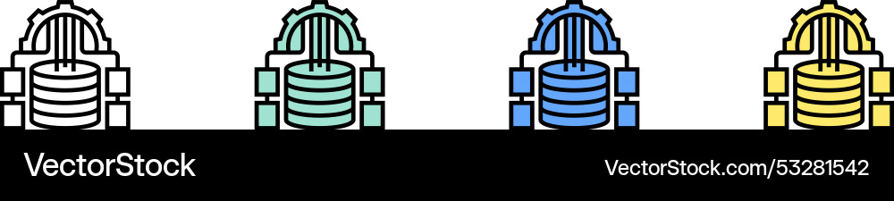 Data processing icon outline green blue Royalty Free Vector