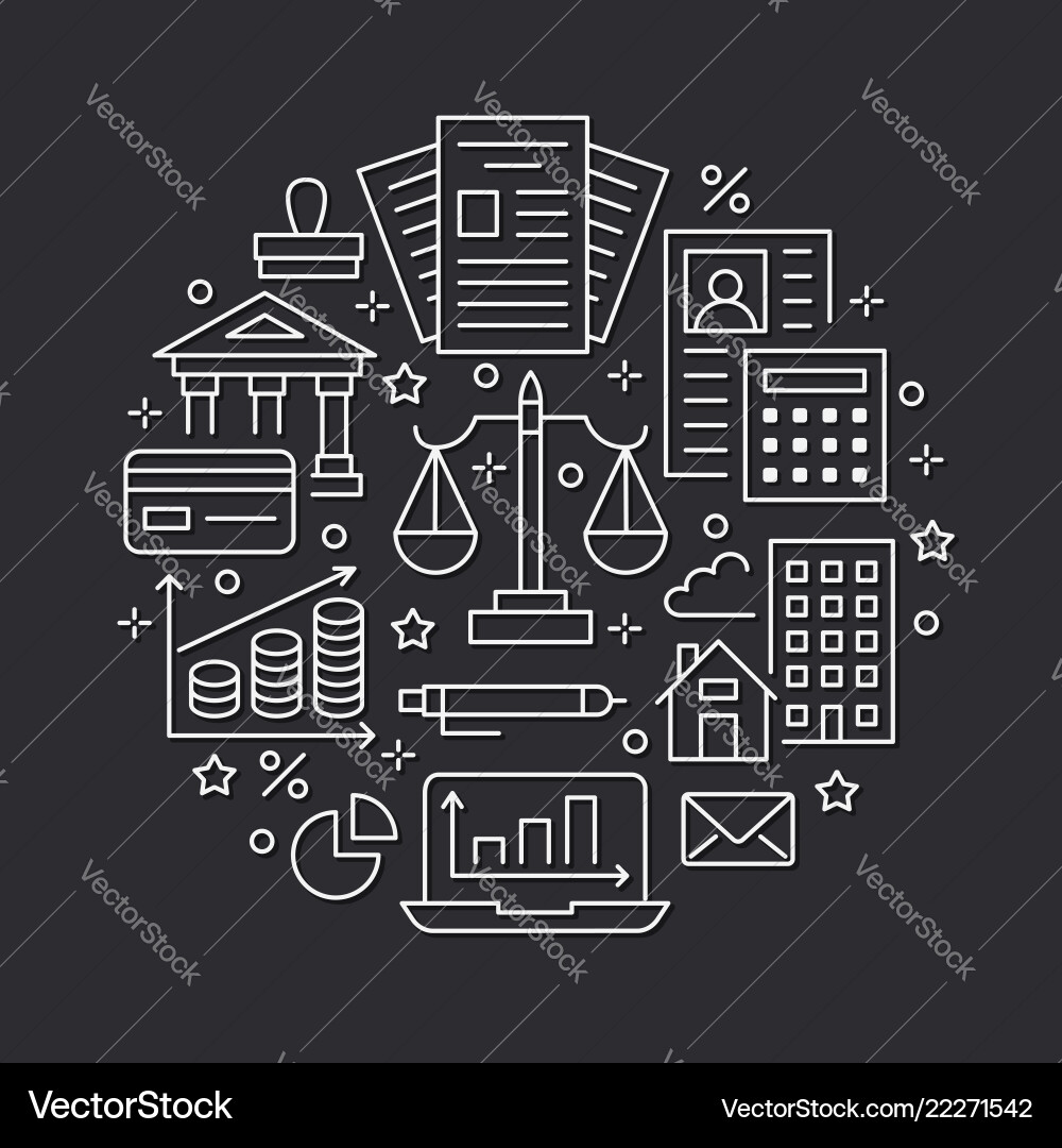 Financial Accounting Circle Icons Royalty Free Vector Image