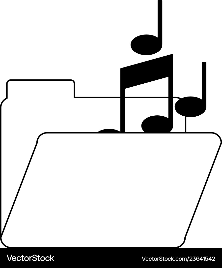 Ordner mit Notensymbol in schwarz und weiß Vektorbild