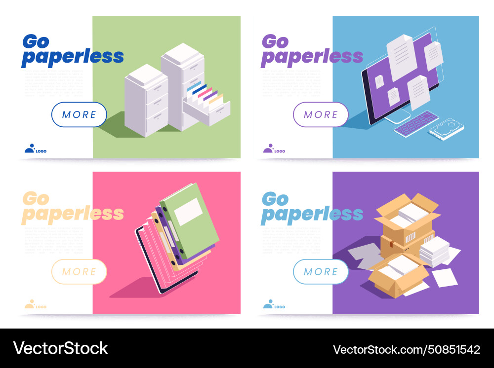 Go paperless banners Royalty Free Vector Image