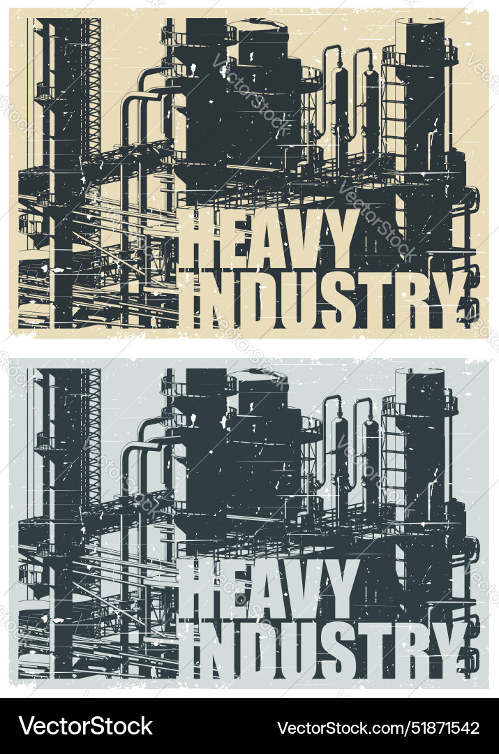 Heavy industry in old poster style Royalty Free Vector Image