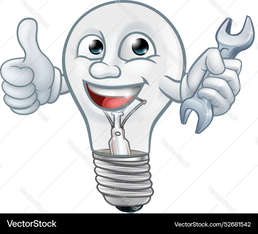 Light bulb cartoon character lightbulb mascot Vector Image