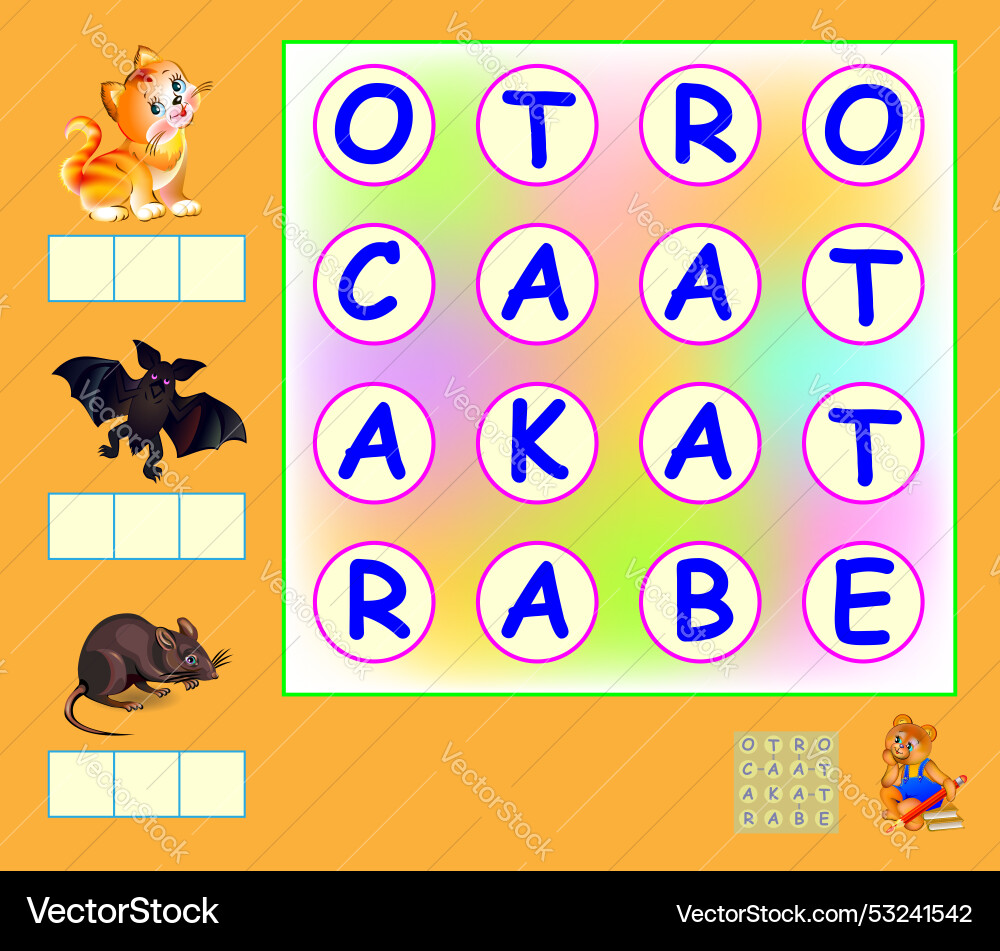 Logic game for learning english need to find Vector Image
