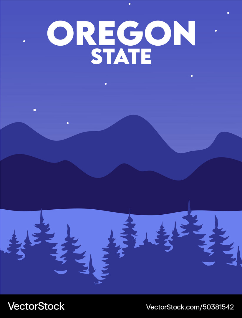 Oregon state with beautiful view Royalty Free Vector Image
