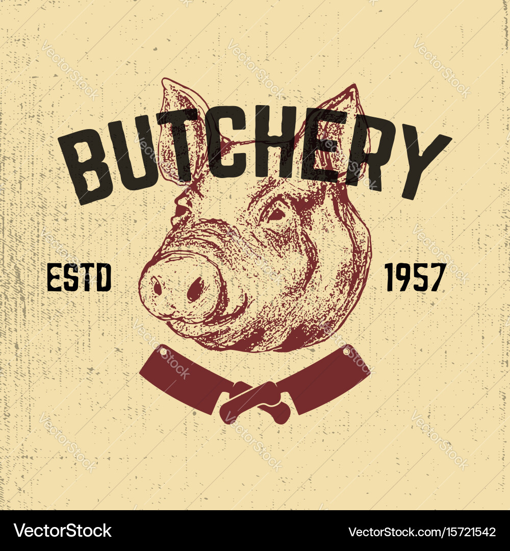 Rustic Pig Head Butchery Emblem Royalty Free Vector Image