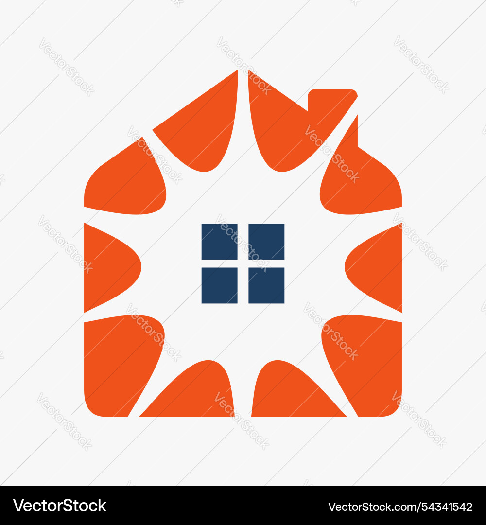 Sun house logo design element Royalty Free Vector Image