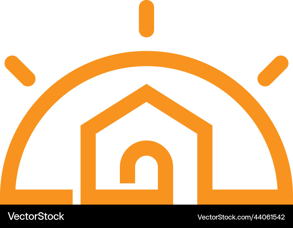 Sun house logo design template Royalty Free Vector Image