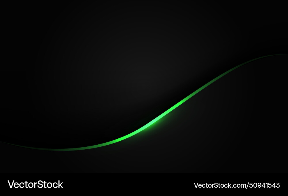 Abstract green line light curve on black Vector Image