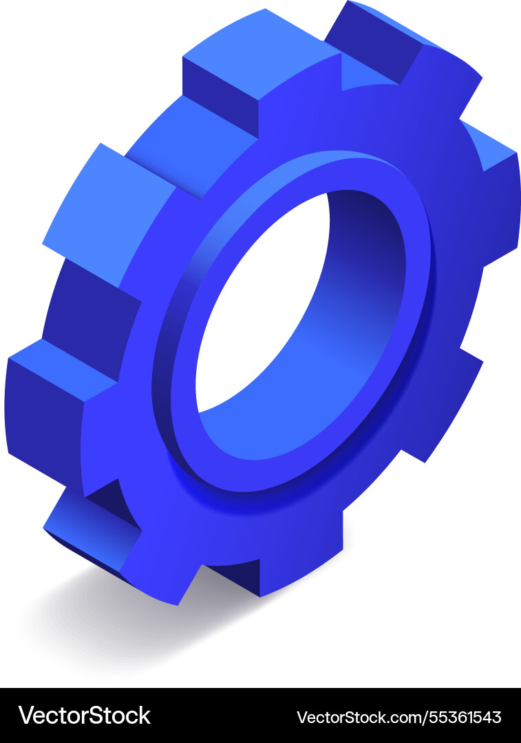 Blue gear rotating smoothly representing a Vector Image
