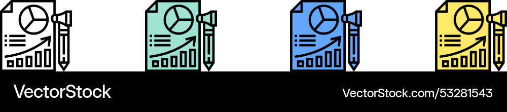 Data icon outline green blue and yellow style Vector Image