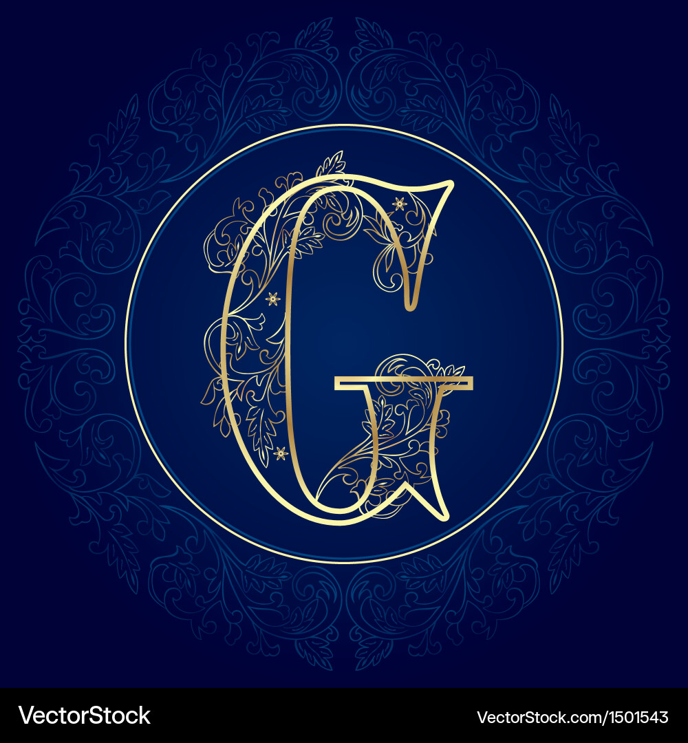 Elegant Floral G Letter Royalty Free Vector Image