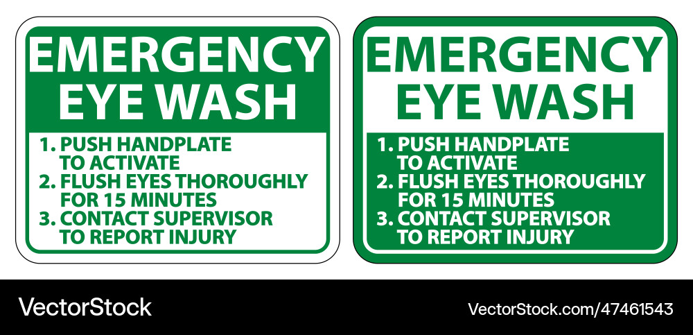 Emergency eye wash instructions sign isolate Vector Image