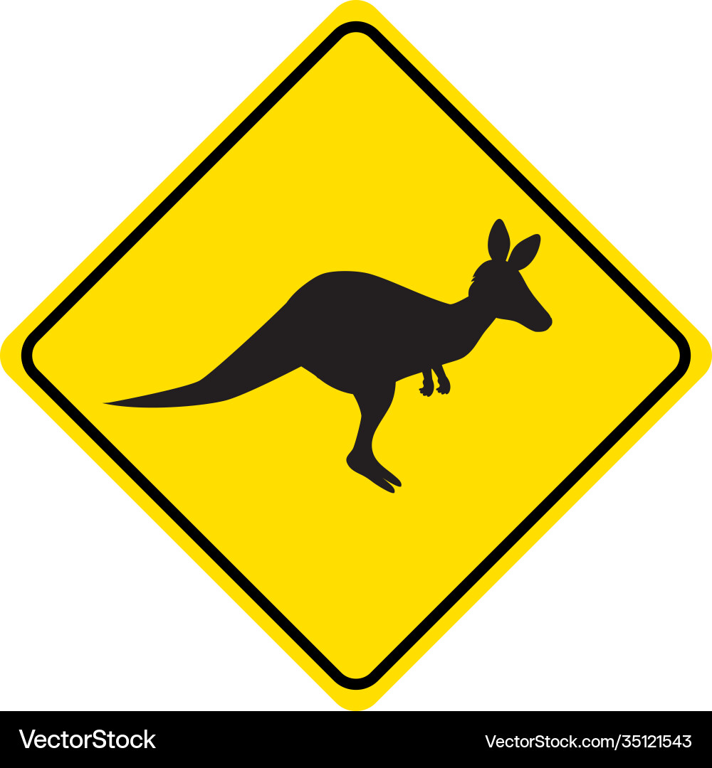 Kangaroo crossing sign isolated on white Vector Image