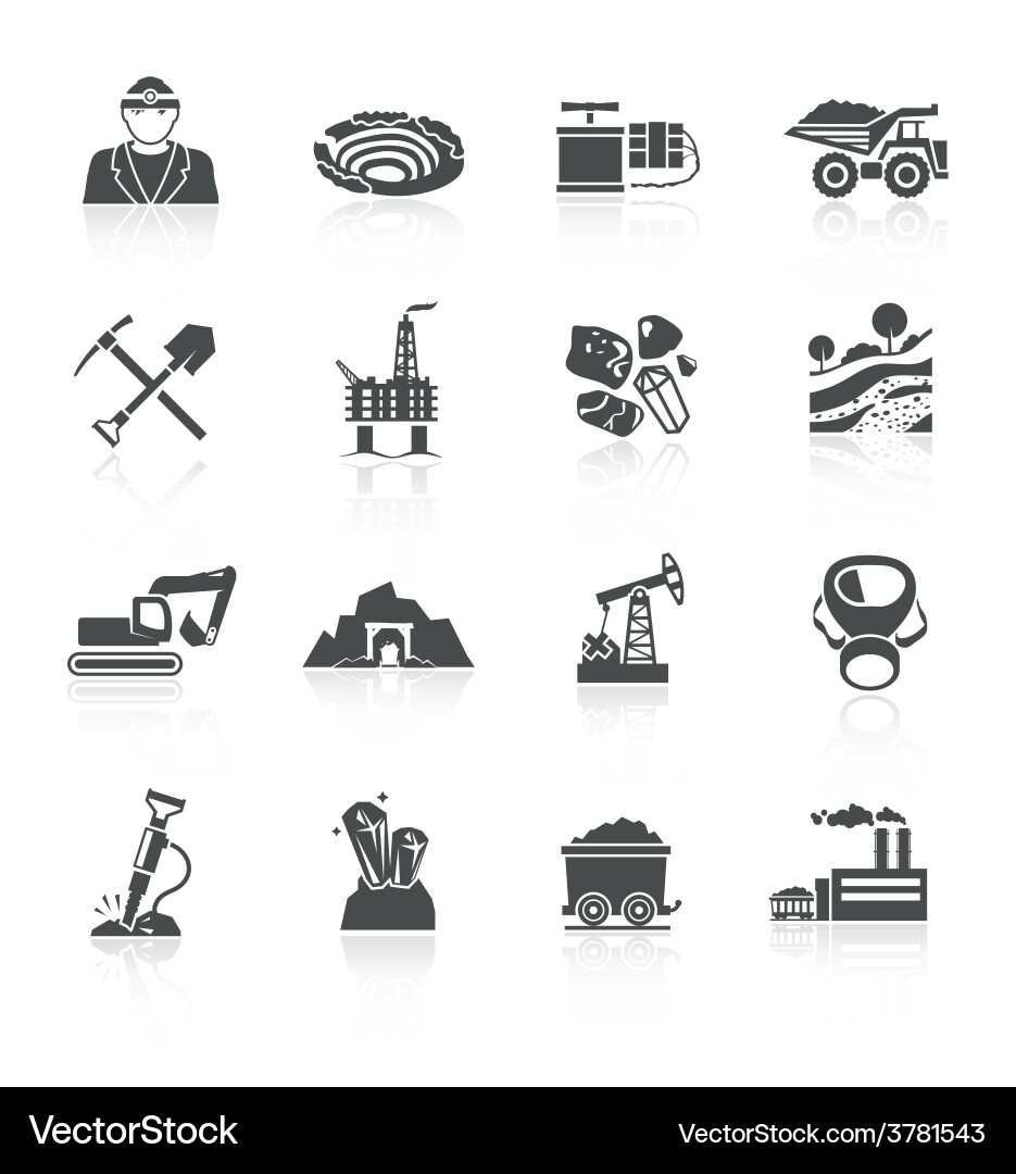 Mining Icon Set Royalty Free Vector Image - VectorStock