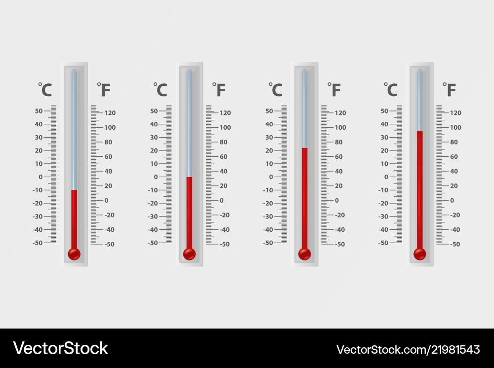 Realistic 3D Thermometer Set Royalty Free Vector Image