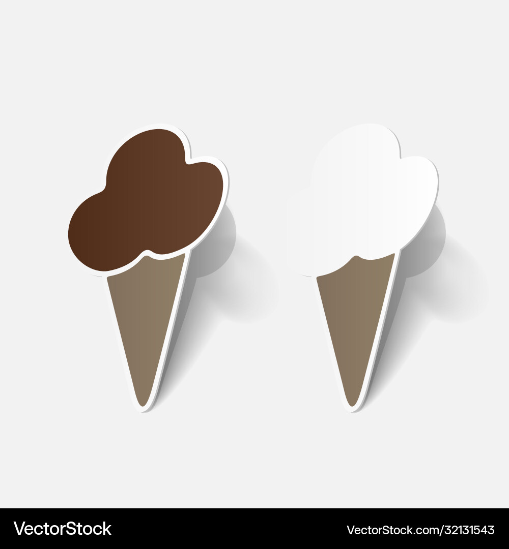 Realistic paper sticker ice cream Royalty Free Vector Image