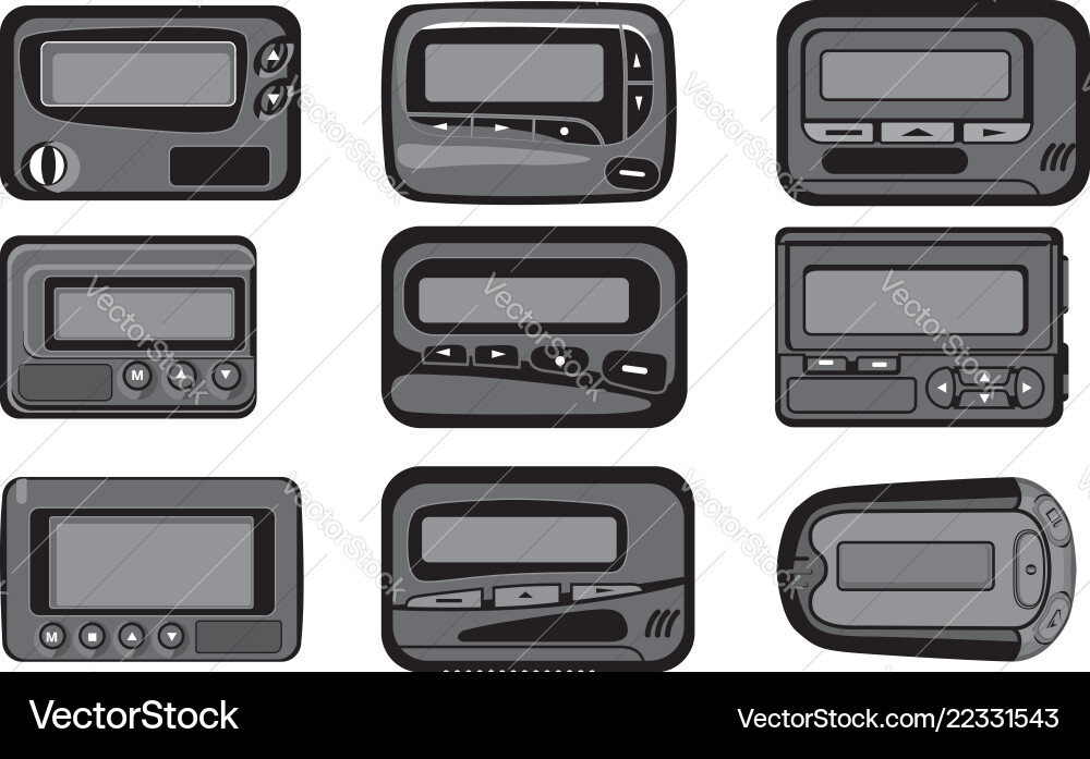 Retro gadgets vintage pagers collection set Vector Image