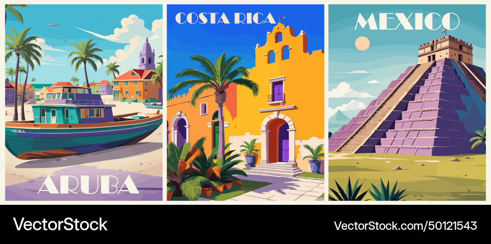 Tropical Destination Posters Royalty Free Vector Image