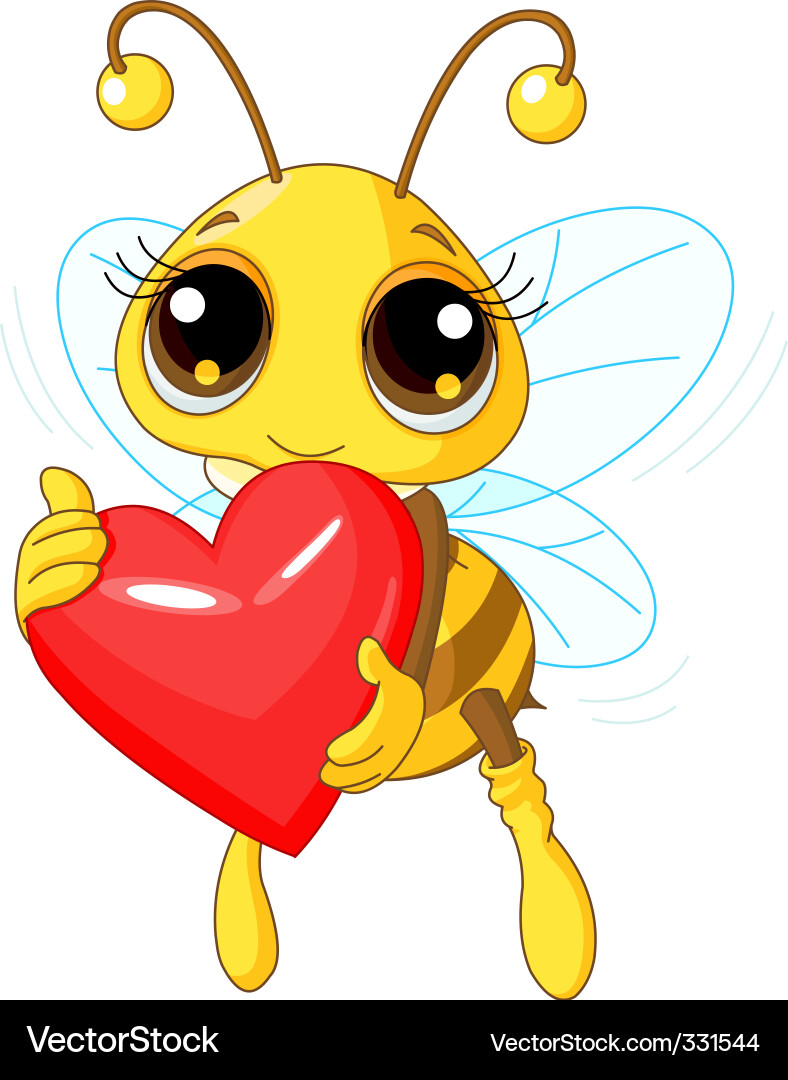 Adorable Bee with Heart Royalty Free Vector Image