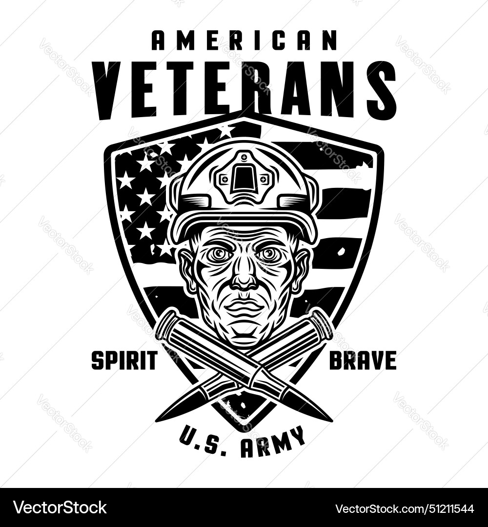 American veterans emblem with soldier head Vector Image
