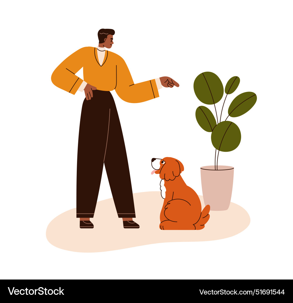 Dog obedience training pet owner teaching Vector Image