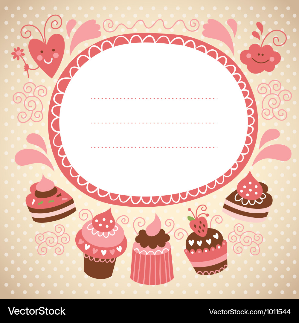 Frame with cute cupcakes Royalty Free Vector Image