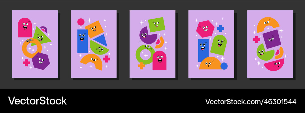 Funny geometric figures set colorful shapes Vector Image