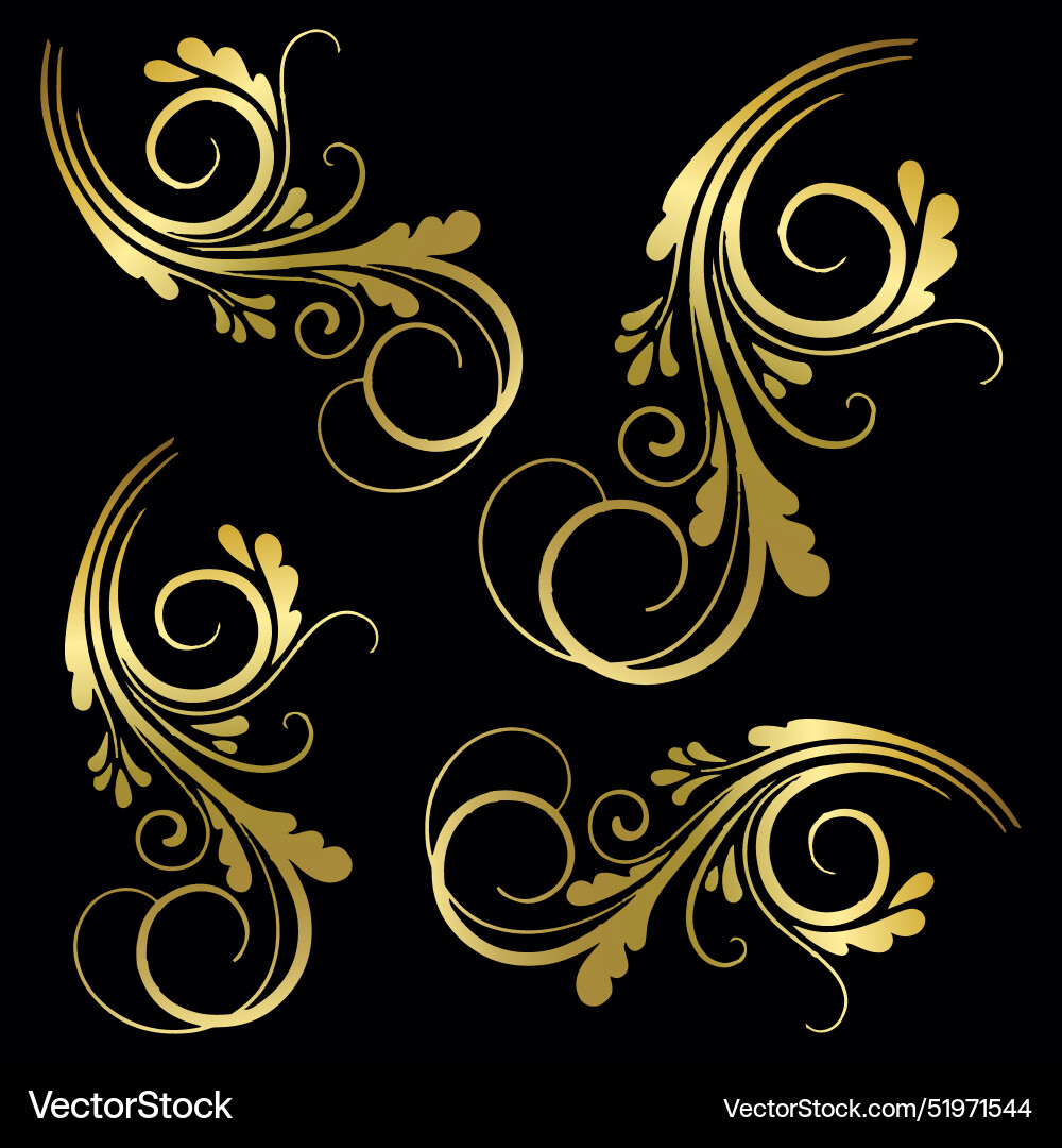 Gold floral background pattern Royalty Free Vector Image