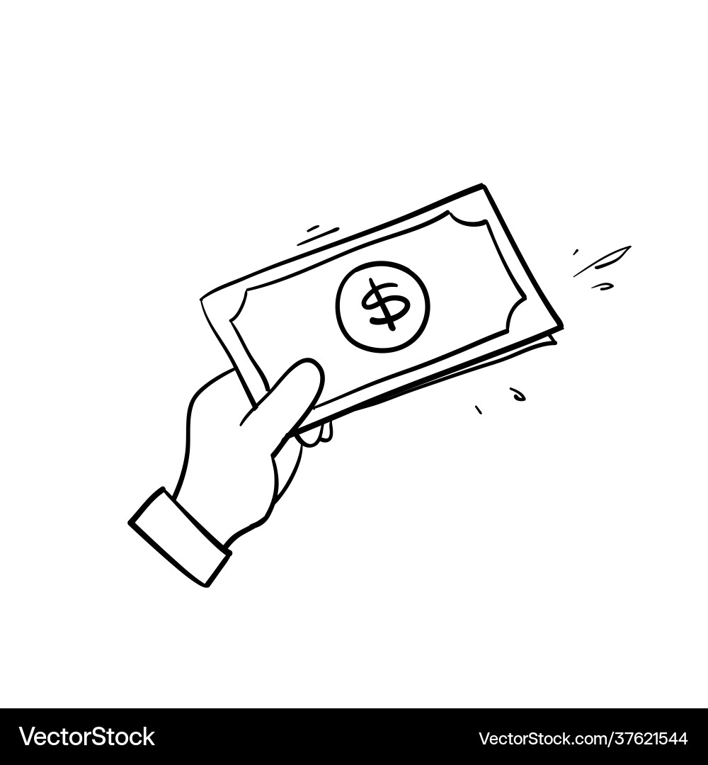 Hand drawn doodle bring and offering money Vector Image