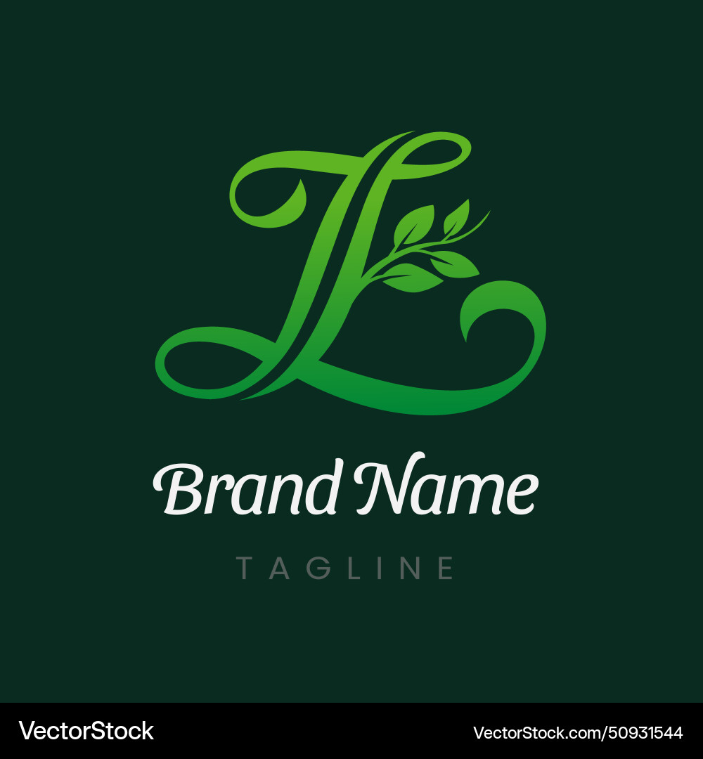 Letter l branch tree natural leaf logo design Vector Image