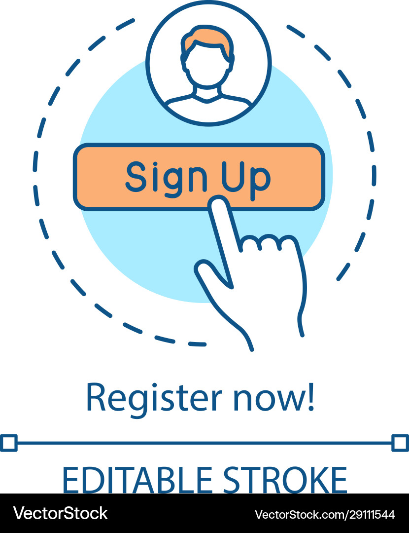 Registration form concept icon Royalty Free Vector Image