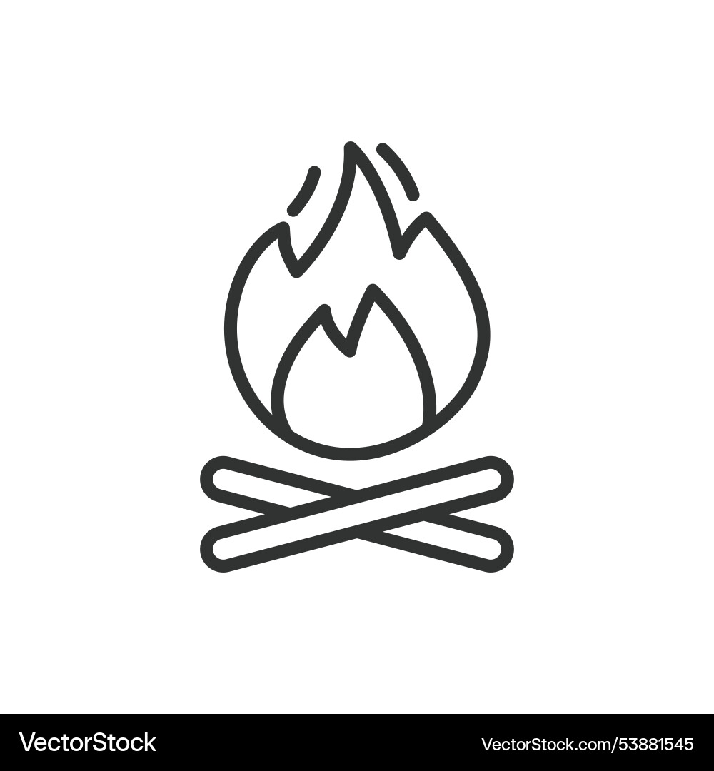 Bonfire in line design campfire fire pit Vector Image
