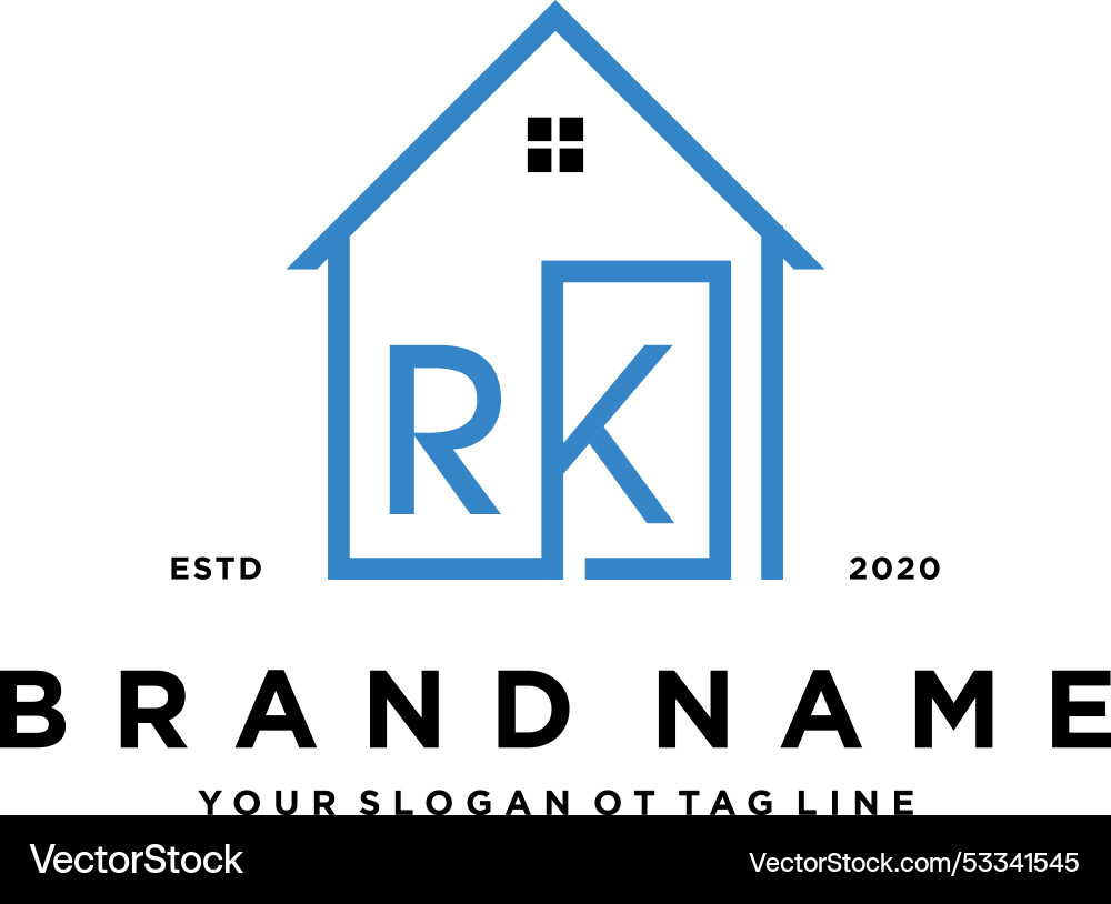 Creative letter rk home logo design concept Vector Image
