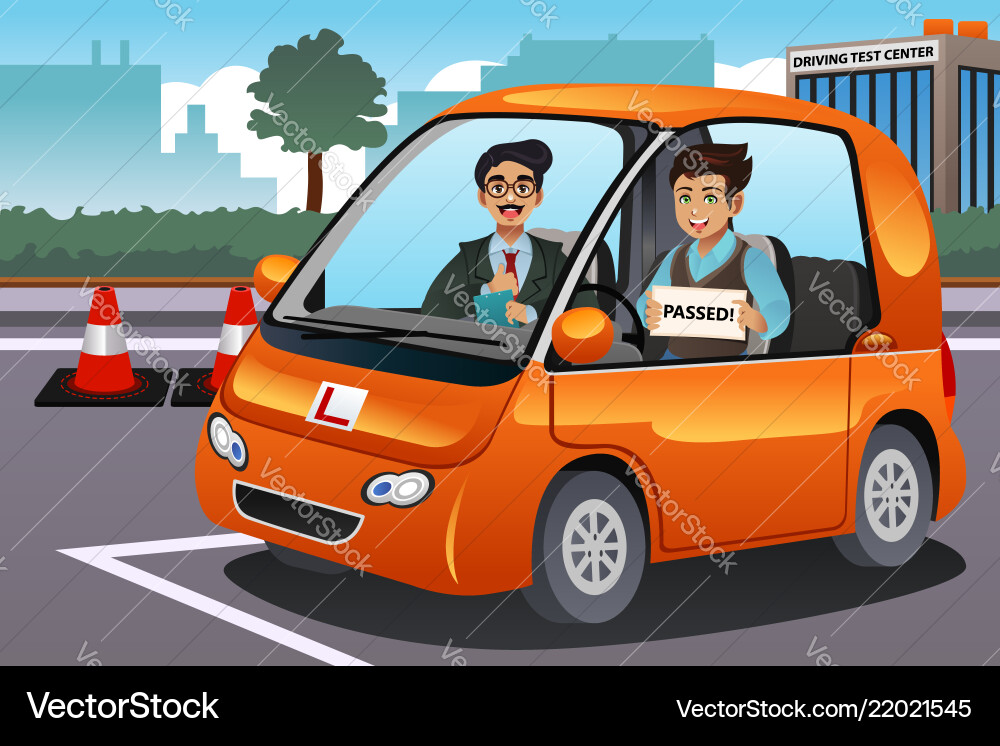 Driver passes driving test Royalty Free Vector Image
