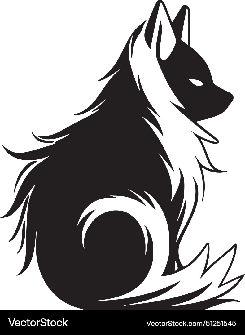 Fox - black and white Royalty Free Vector Image