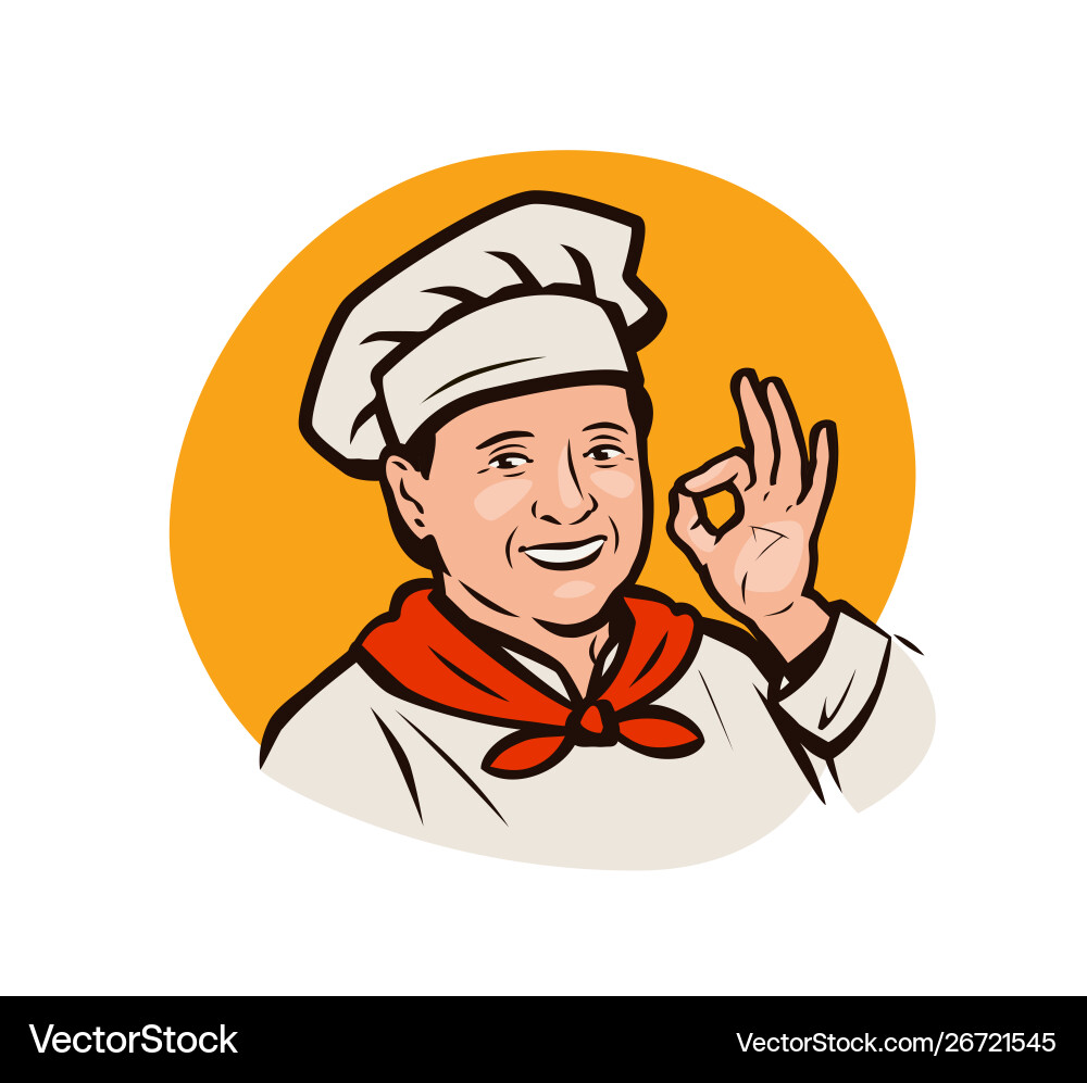 Funny chef cooking restaurant menu logo or label Vector Image