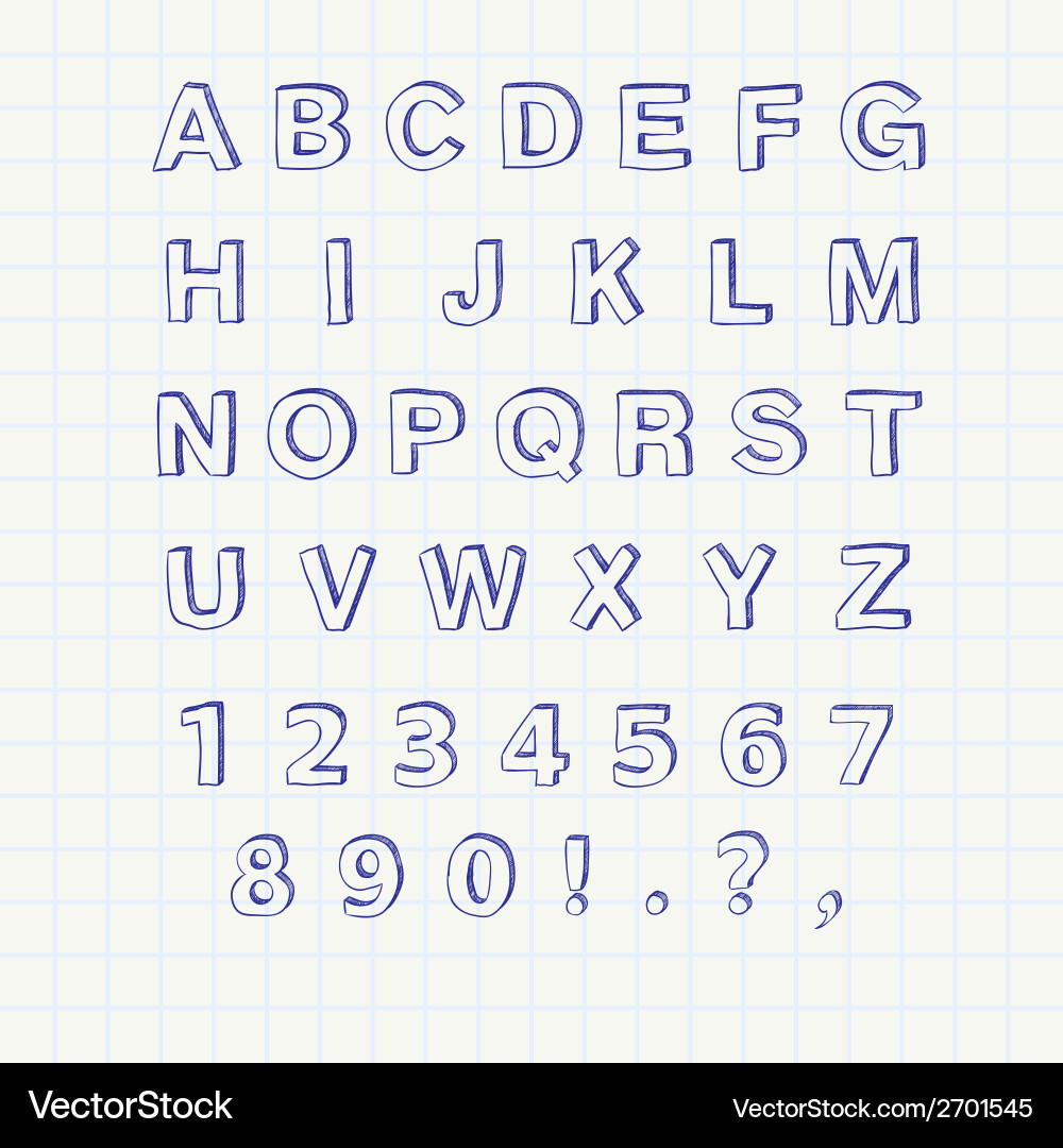 Hand drawn sketch alphabet handwritten font Vector Image