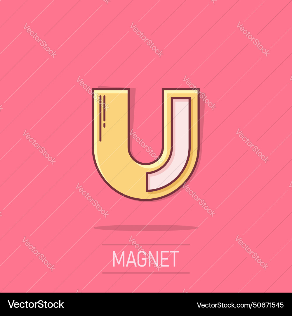 Magnet icon in comic style attract cartoon Vector Image