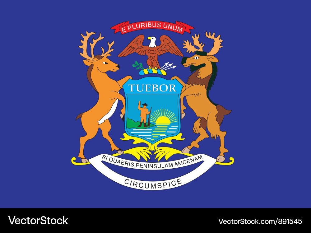 Michigan flag Royalty Free Vector Image - VectorStock