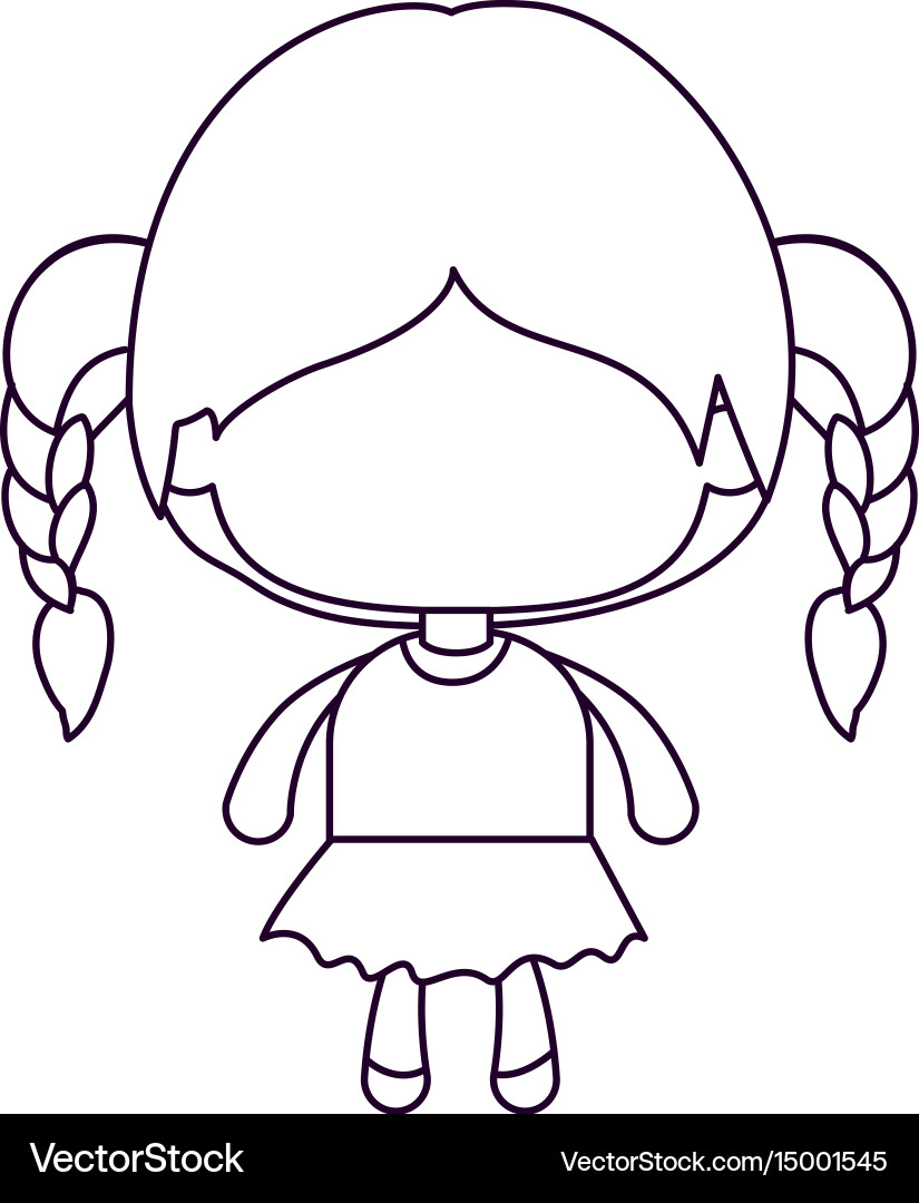 Monochrome Silhouette faceless kleines Mädchen Vektorbild