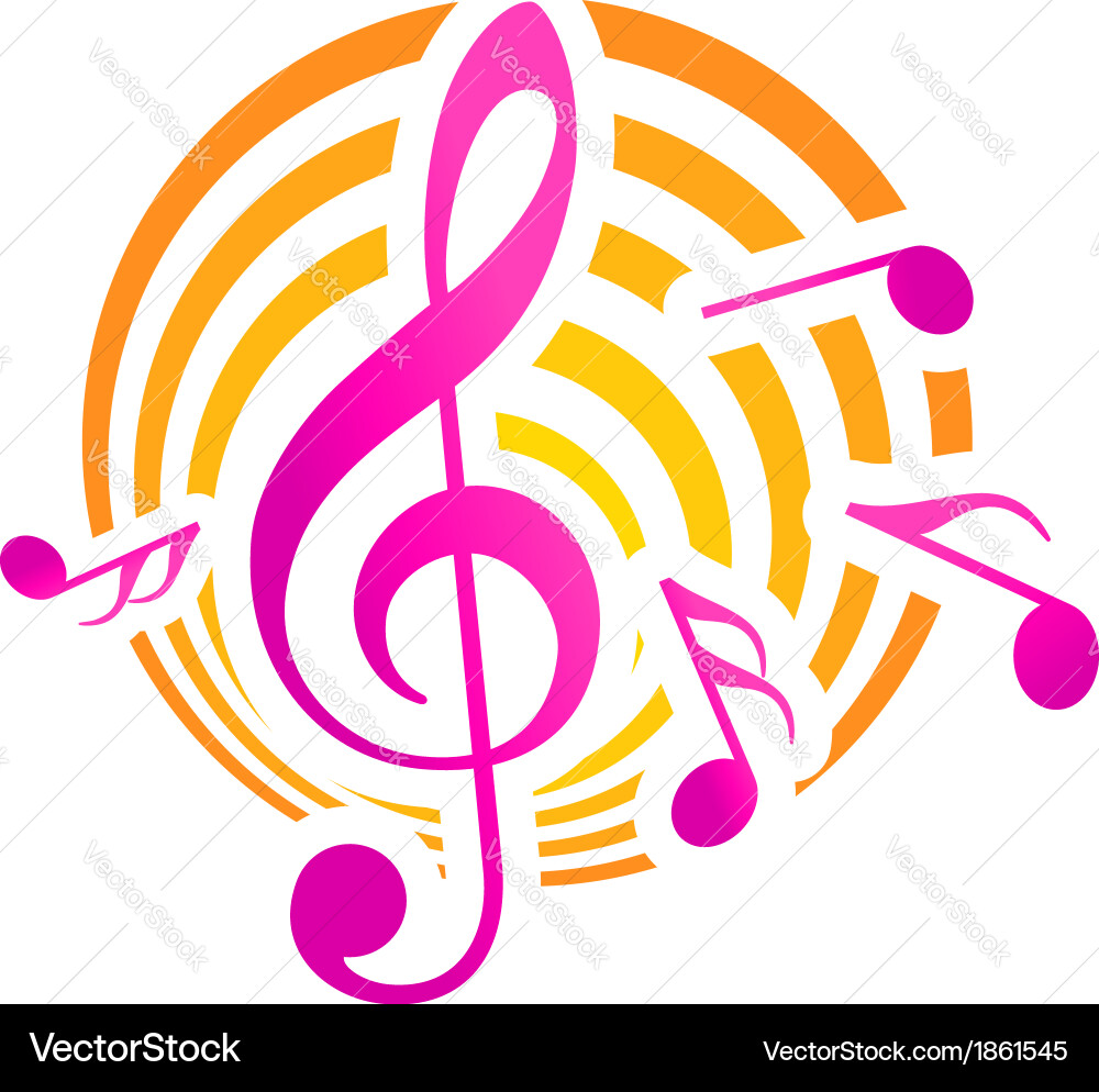 Musical Notes Motif - Yellow & Pink Royalty Free Vector