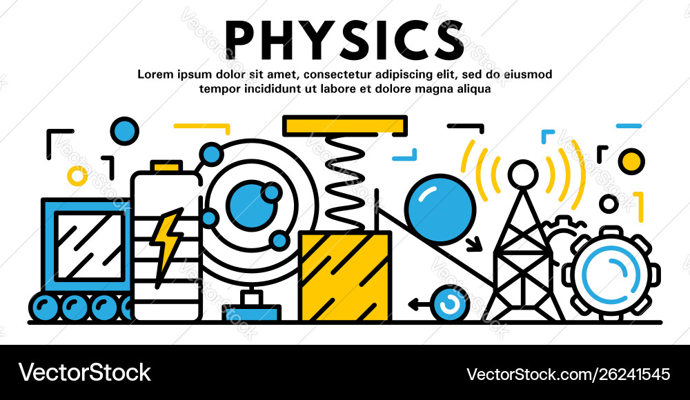 Physics banner outline style Royalty Free Vector Image