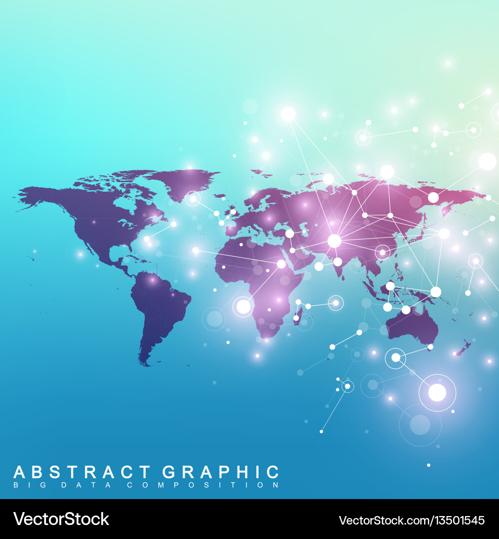 Political world map with global technology Vector Image
